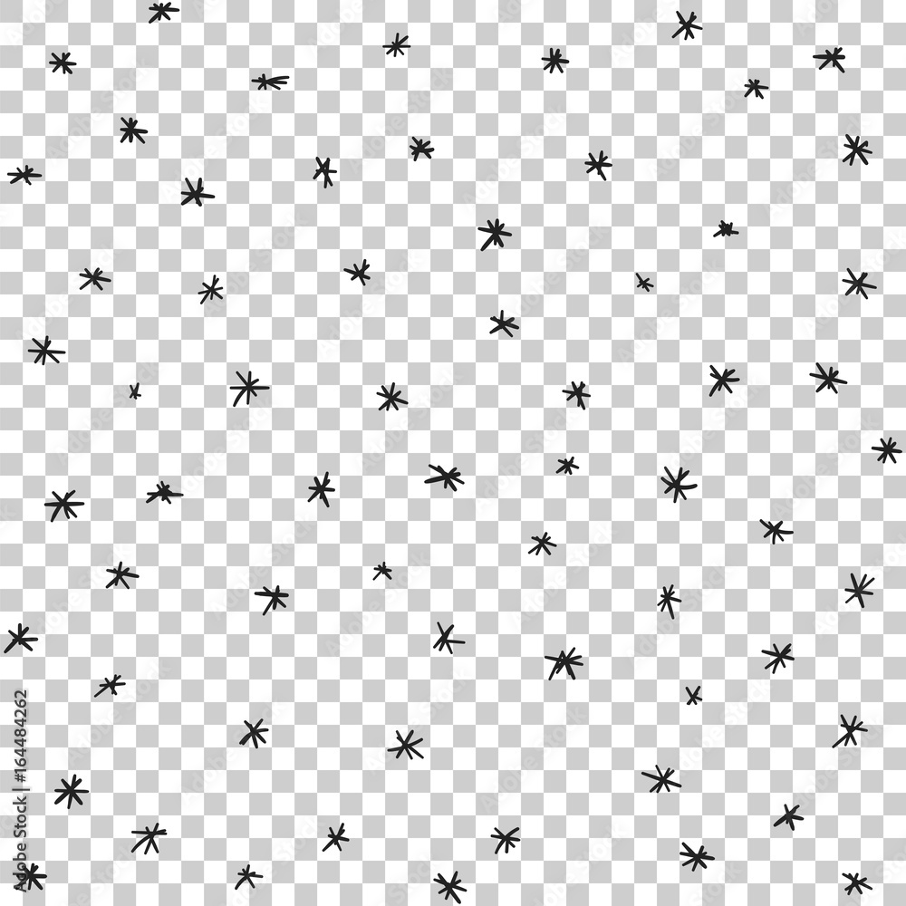 Vector seamless hand drawn stars and snow pattern. Snowfall vector ...