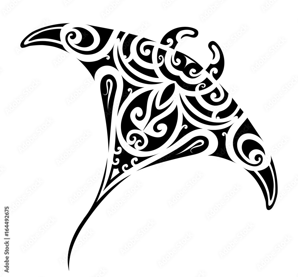 Stingray tattoo shape Stock Vector | Adobe Stock