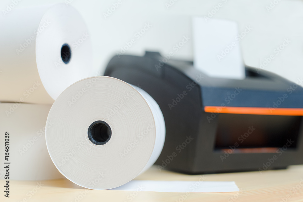 Office equipment, A point of sale receipt printer printing a receipt ...