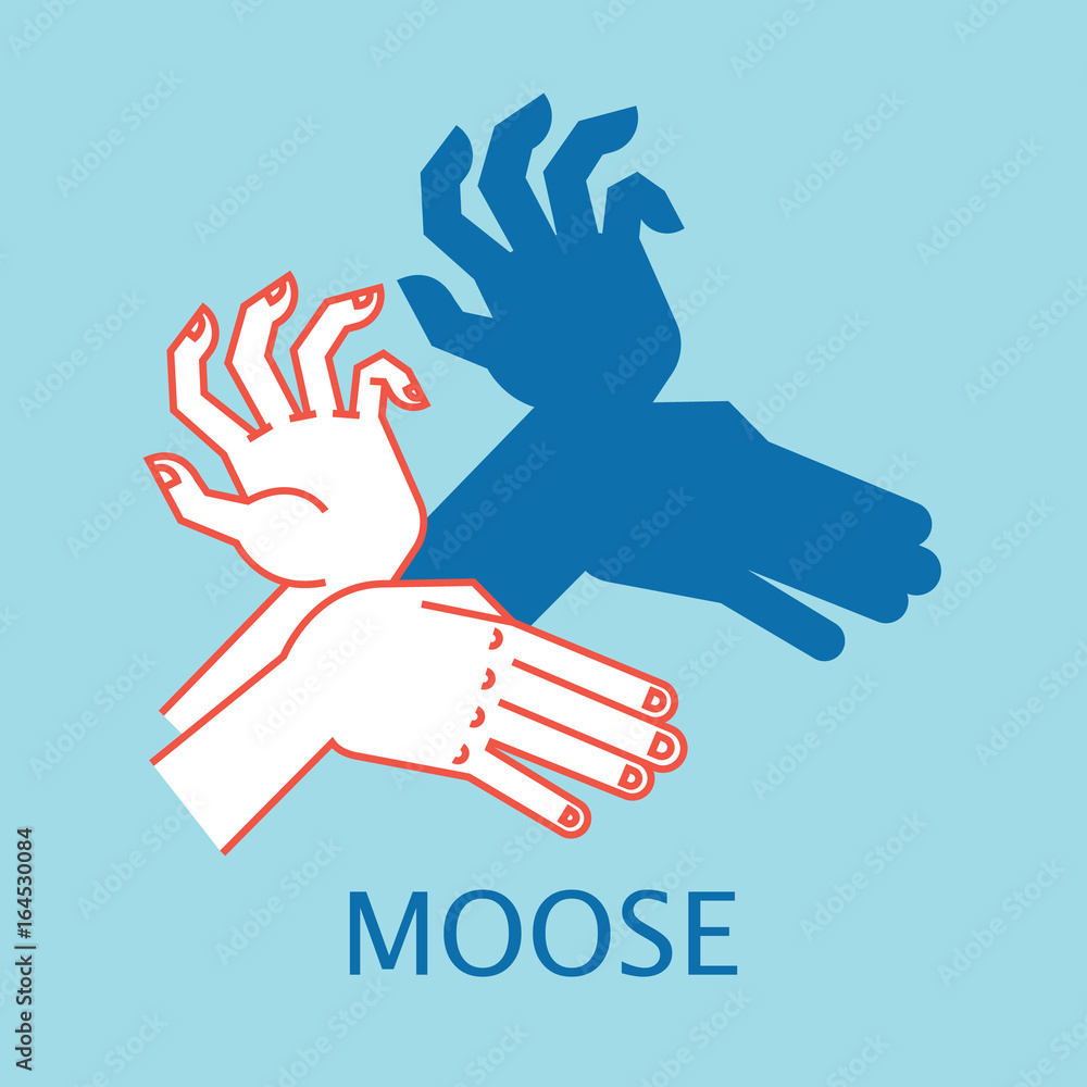 Shadow Theater. Hands gesture like Moose. Vector illustration of Shadow ...