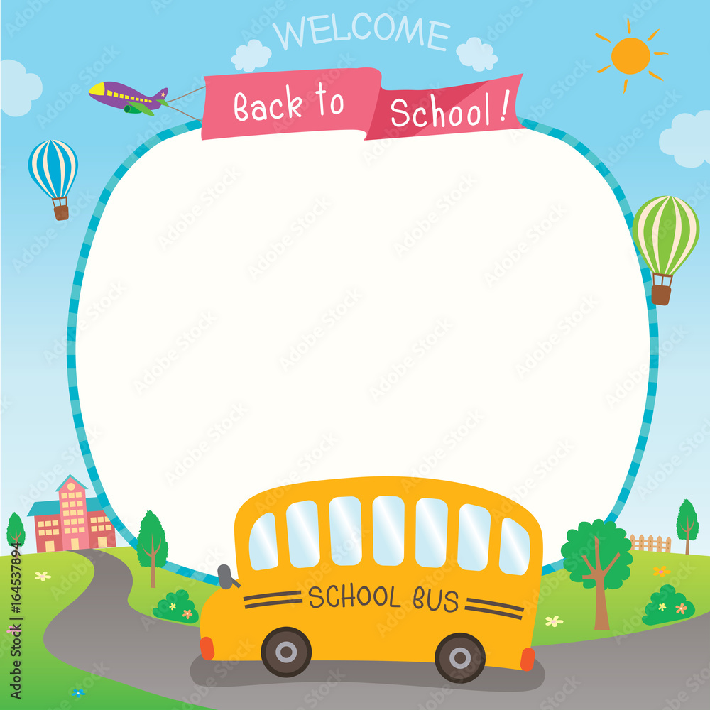 Back to school with school bus frame Stock Vector | Adobe Stock