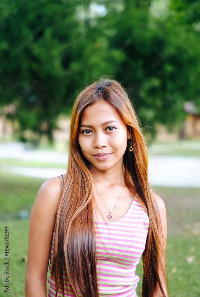 Natural portrait Beautiful Asian girl smiling. Native Asian beauty ...