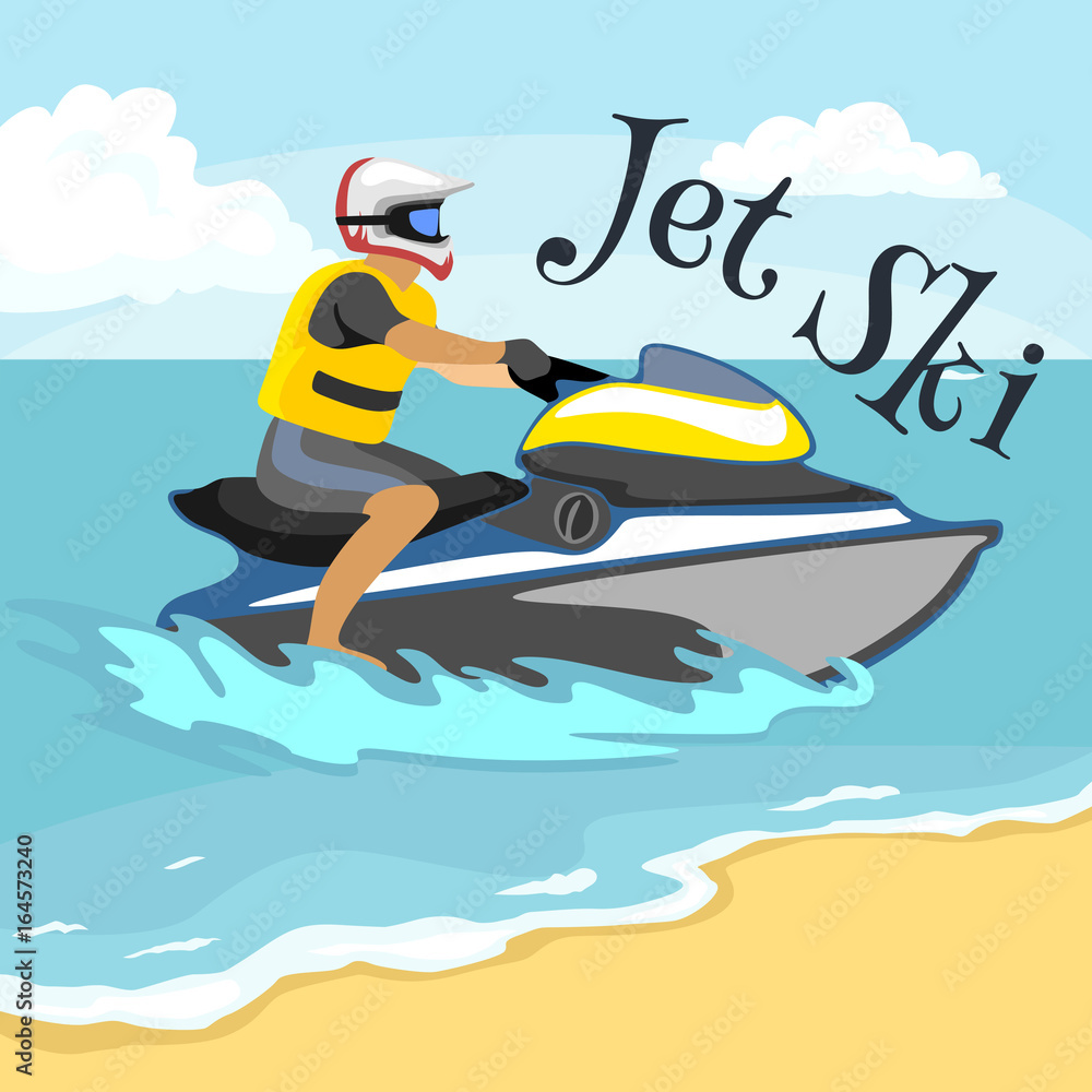Jet ski water extreme sports, isolated design element for summer ...