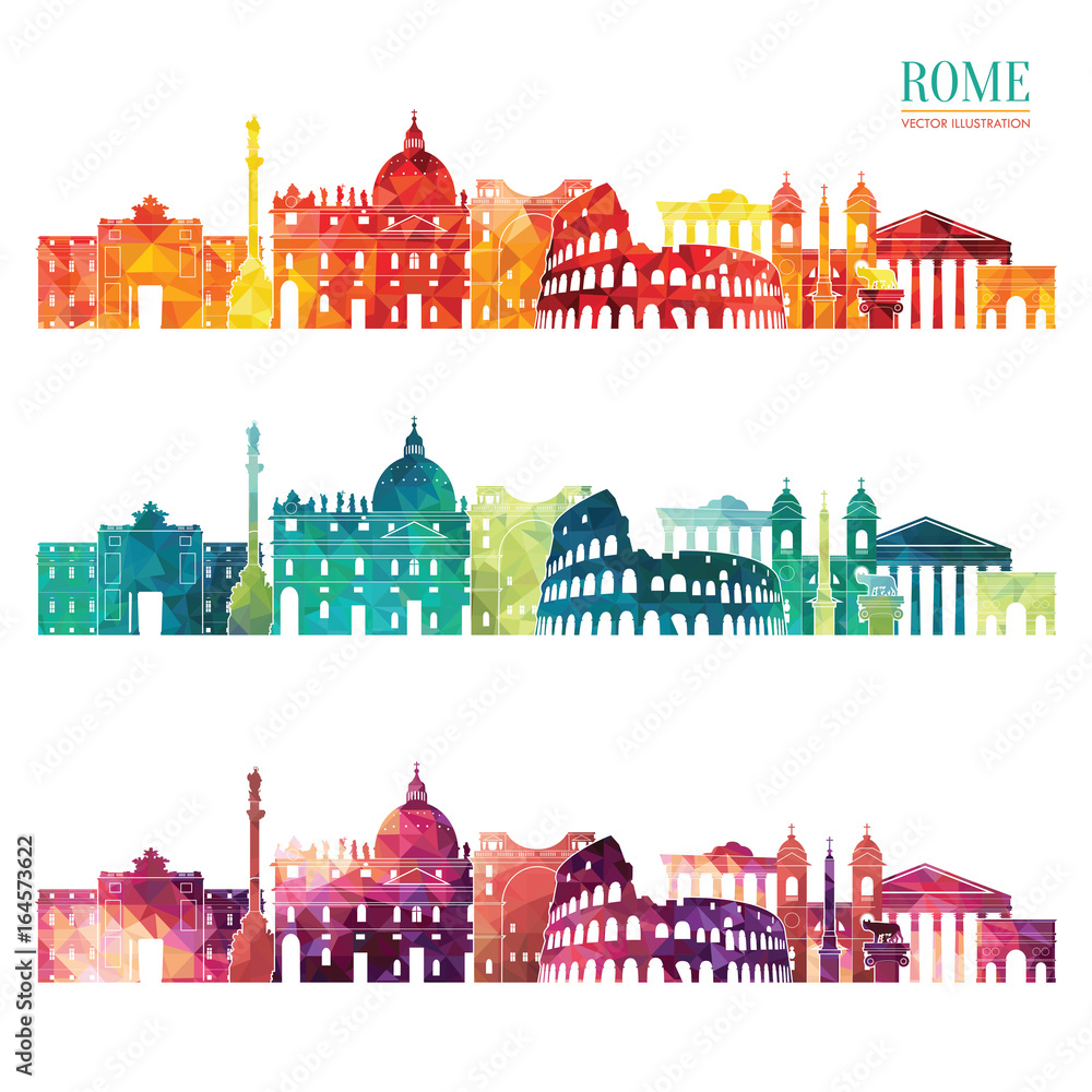 Rome detailed skyline. Travel and tourism background. Vector ...