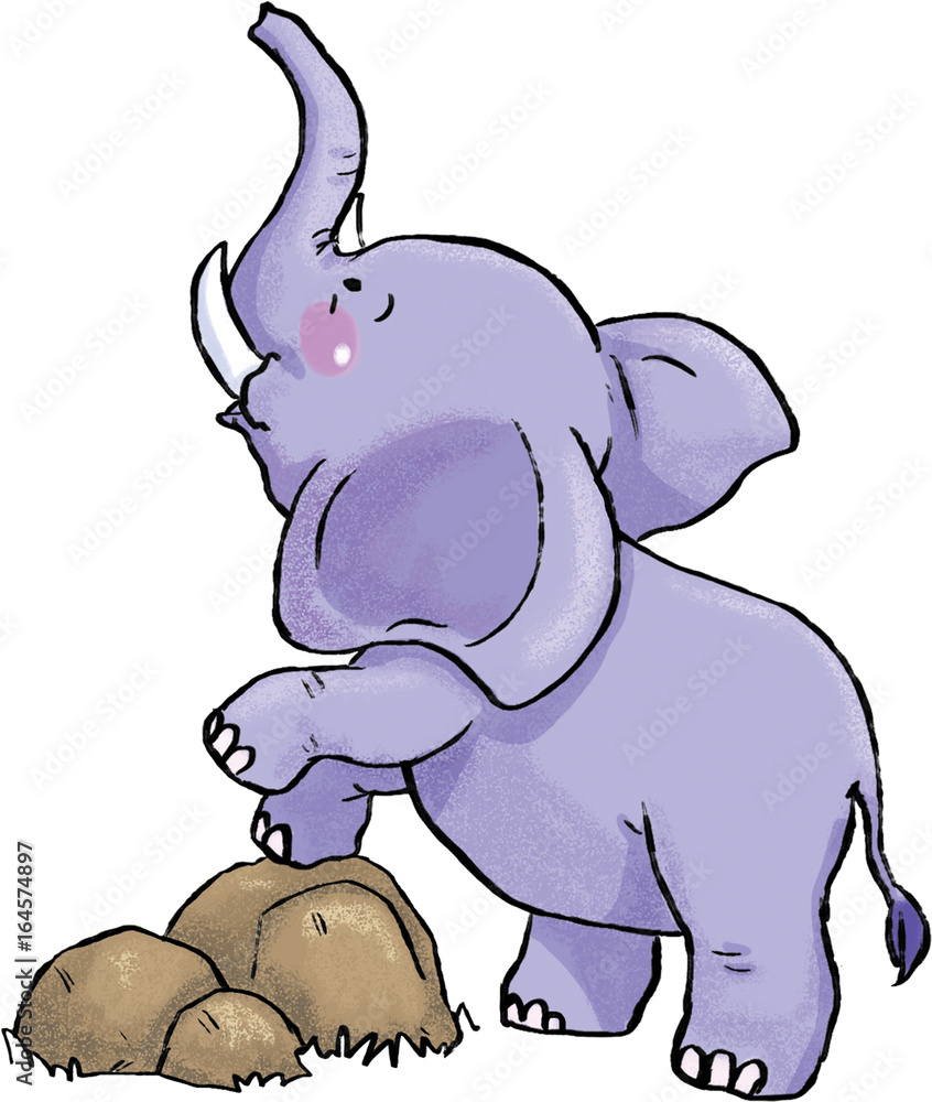 Cartoon Illustration - Cute Elephant on white background Stock ...
