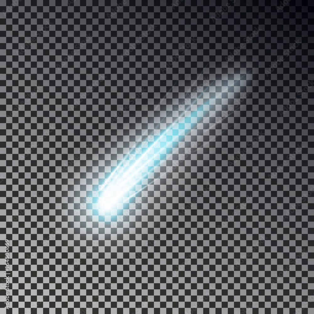 Meteor or comet vector. Transparent light meteor effect isolated. Stock ...