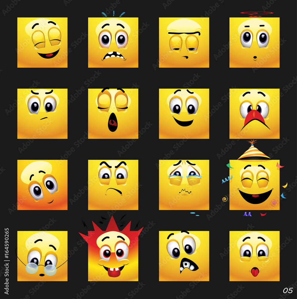 Vector set of face icons with different face expression. Stock Vector ...