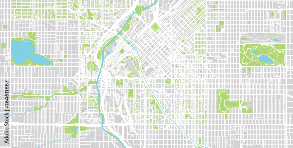 Vector city map of Denver, Colorado. Stock Vector | Adobe Stock