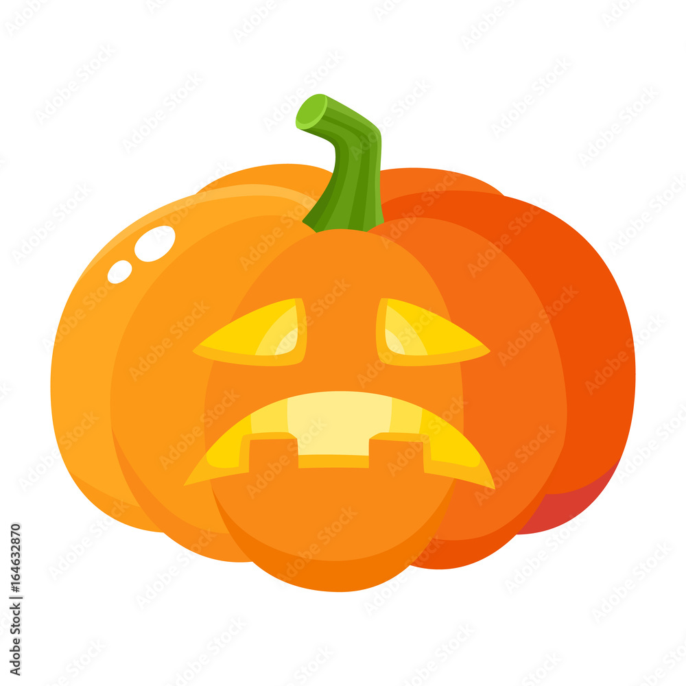 Sad, frustrated pumpkin jack-o-lantern, Halloween symbol, cartoon ...