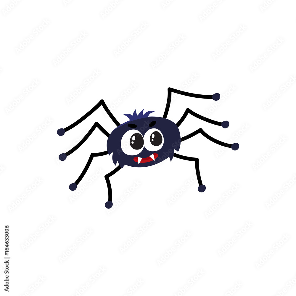 Vecteur Stock Cute and funny black spider, traditional Halloween symbol ...