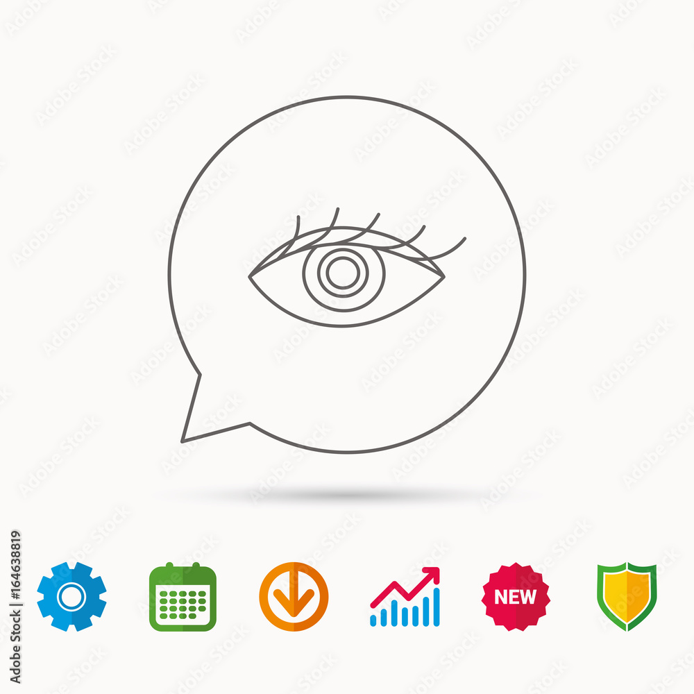 Eye icon. Human vision sign. Ophthalmology symbol. Calendar, Graph ...