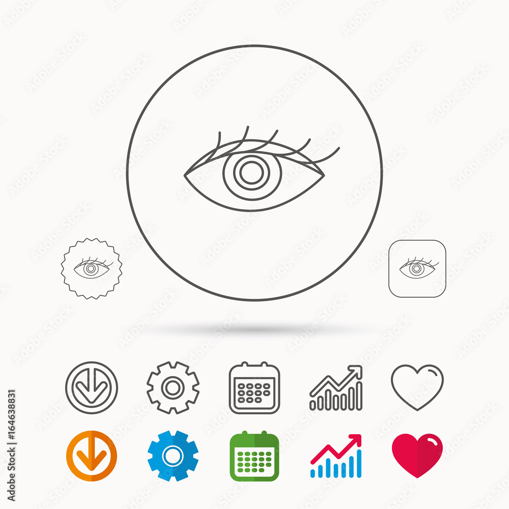 Eye icon. Human vision sign. Ophthalmology symbol. Calendar, Graph ...