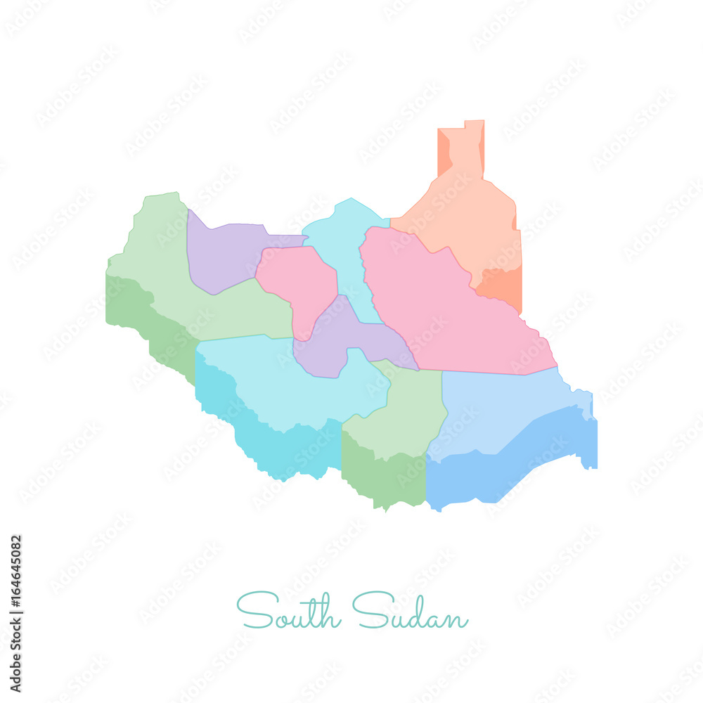 South Sudan region map: colorful isometric top view. Detailed map of ...