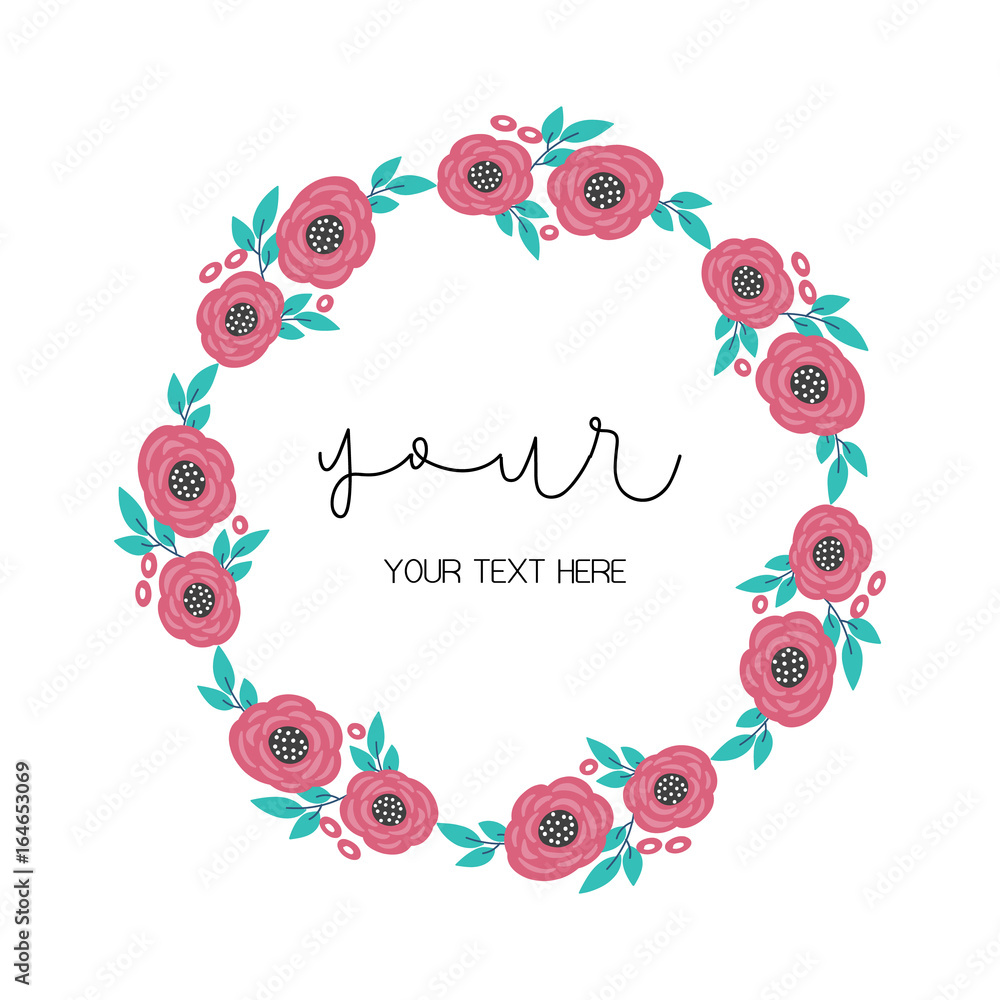 floral frame template with text Stock Vector | Adobe Stock