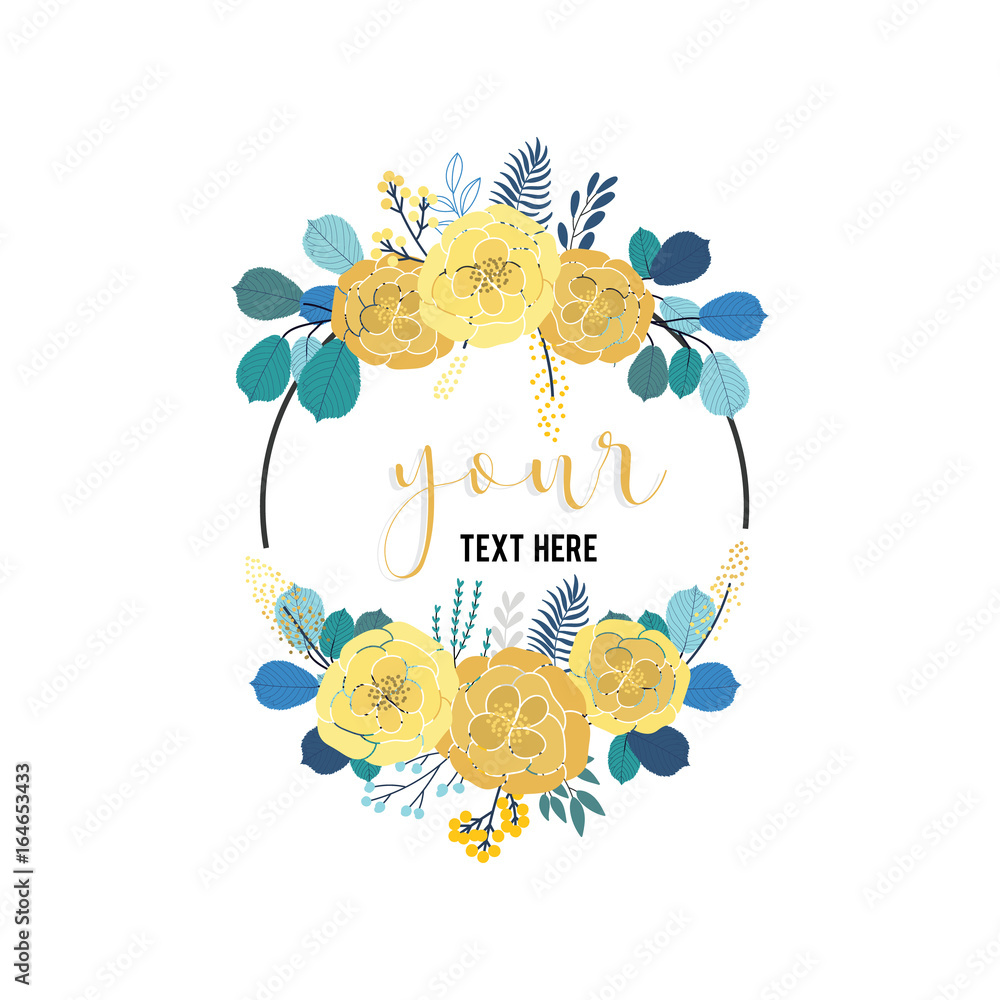 floral frame template with text Stock Vector | Adobe Stock