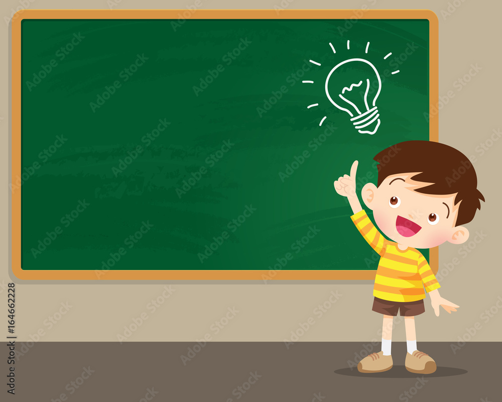 Cartoon Boy Thinking In Class