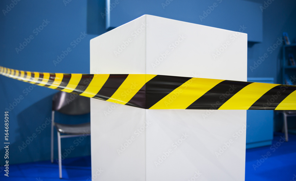 Barrier tape for no entry at an exhibition.do not cross ribbons Stock ...