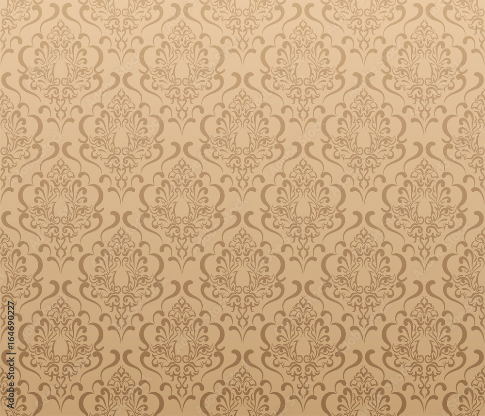 damask wallpaper. Classic brown background, vector image Stock Vector ...