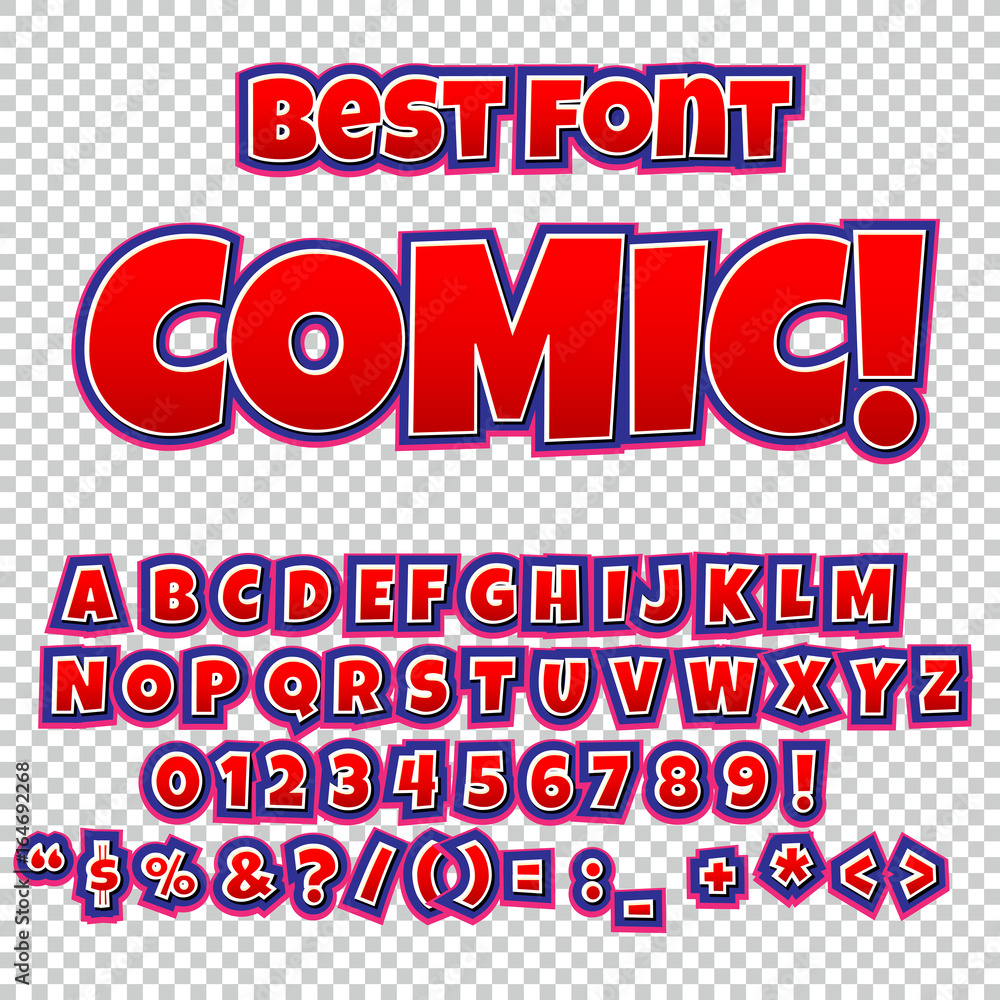 Creative high detail comic font. Alphabet of comics, pop art. Letters ...