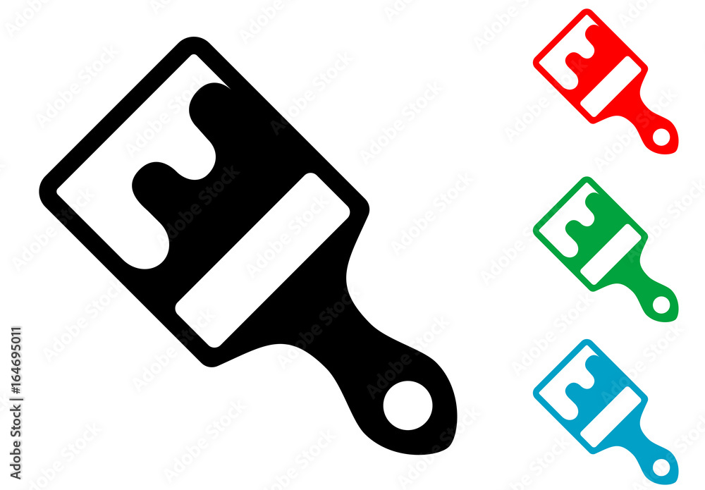 Icono plano brocha con pintura varios colores Stock Vector | Adobe Stock