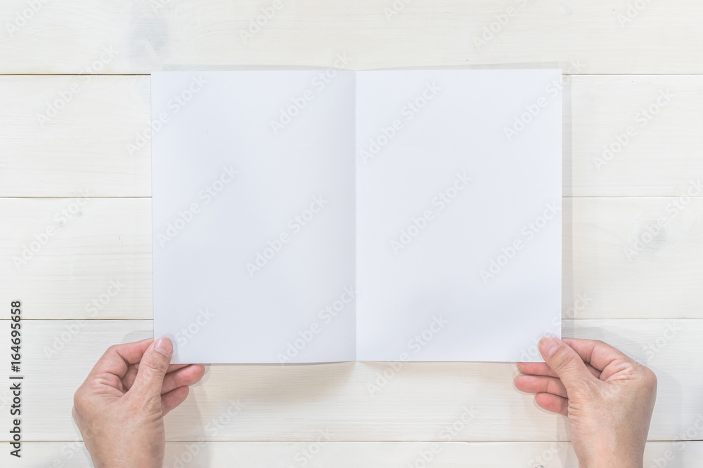 Mock up flyer pamphlet brochure design A5 size paper in business man's ...