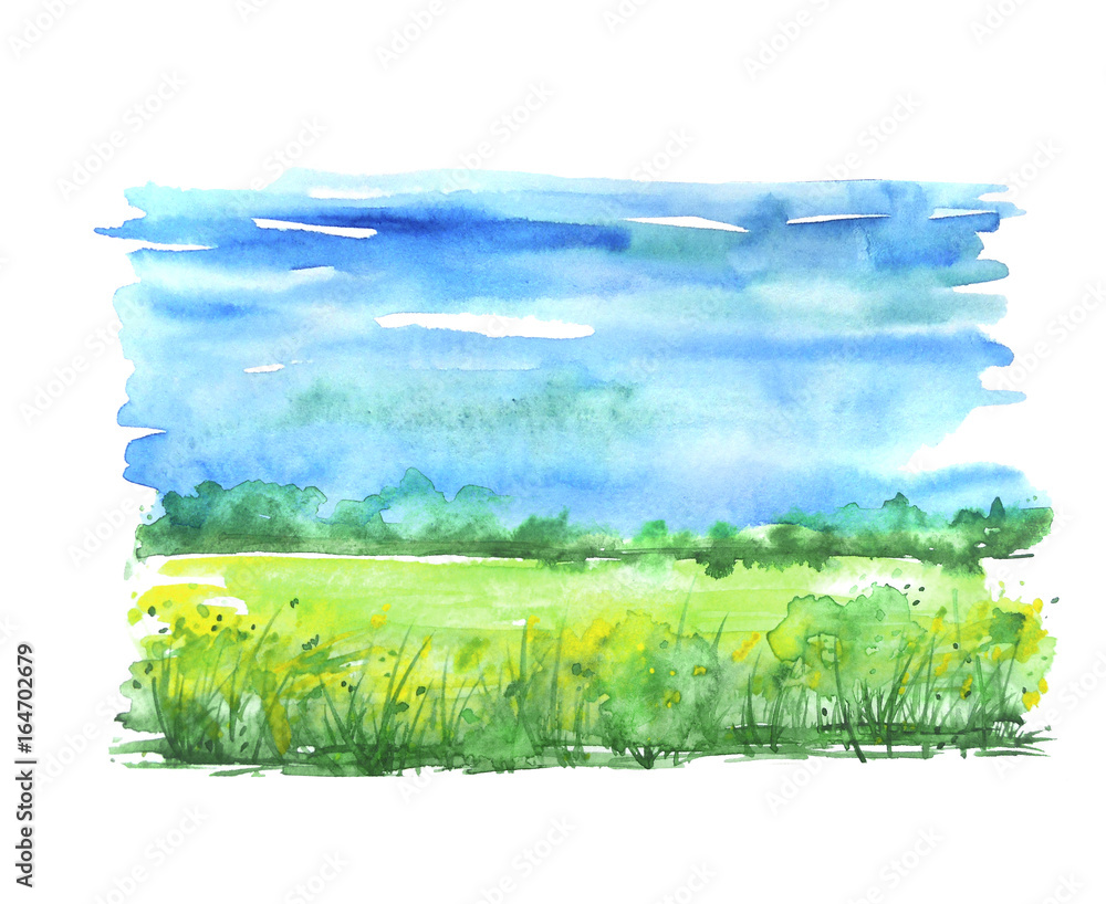 Blue Sky Green Grass Drawing