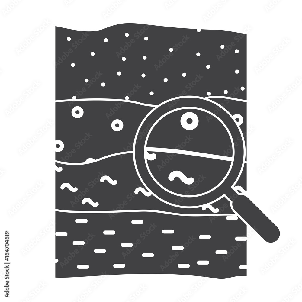 Soil science concept with soil profile and magnifying glass, vector ...
