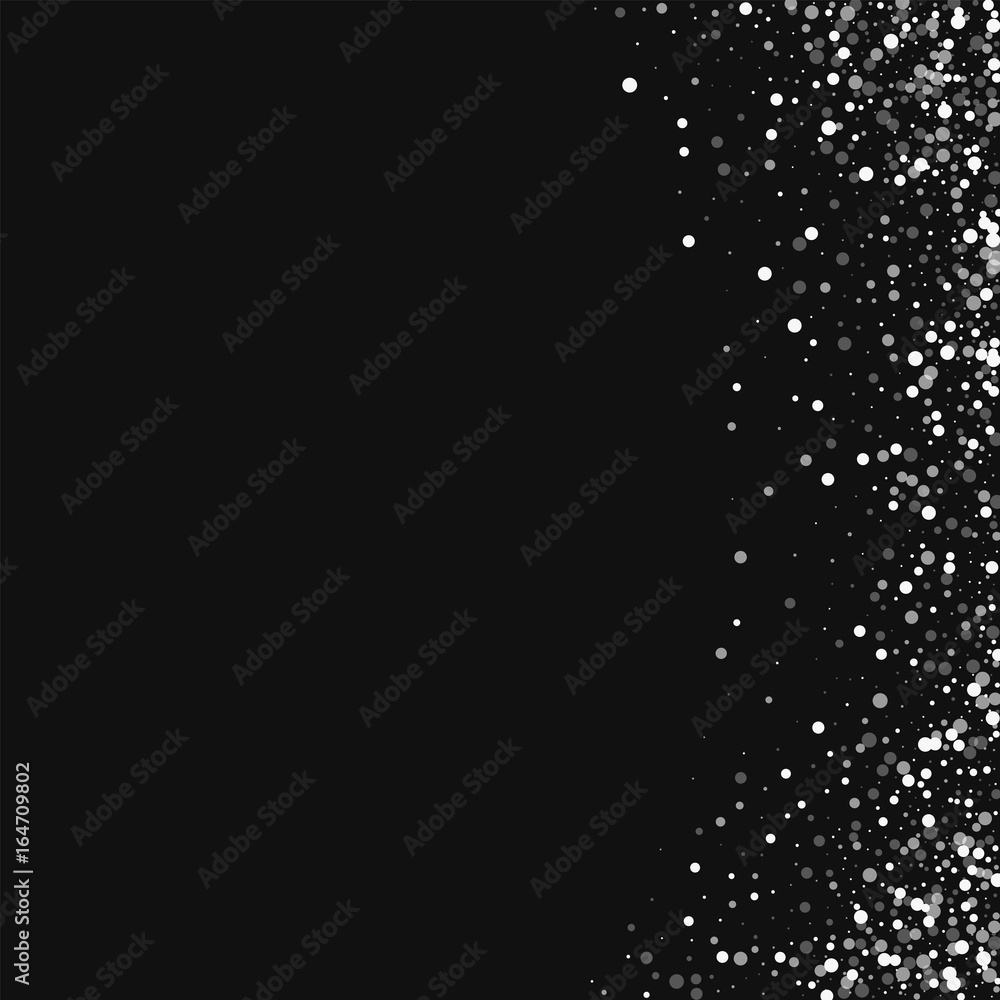 Random falling white dots. Abstract right border with random falling ...
