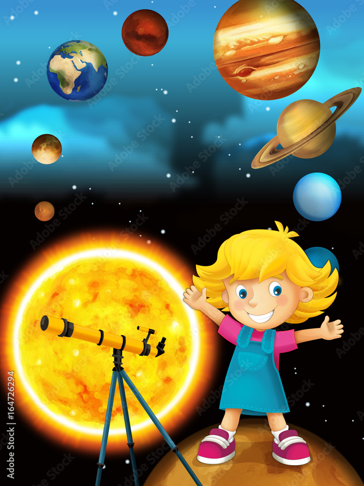 cartoon solar system - milky way - astronomy for kids - illustration ...