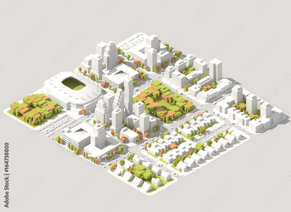 Architectural Isometric info graphic city streets with different ...