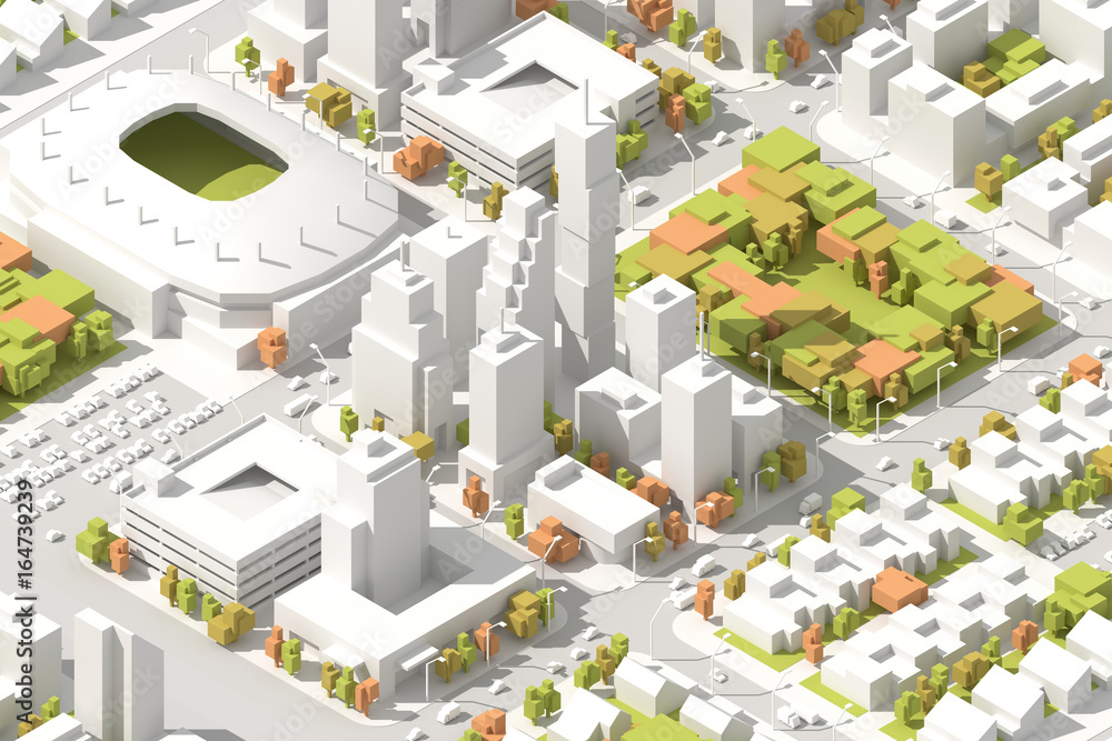 Architectural Isometric info graphic city streets with different ...