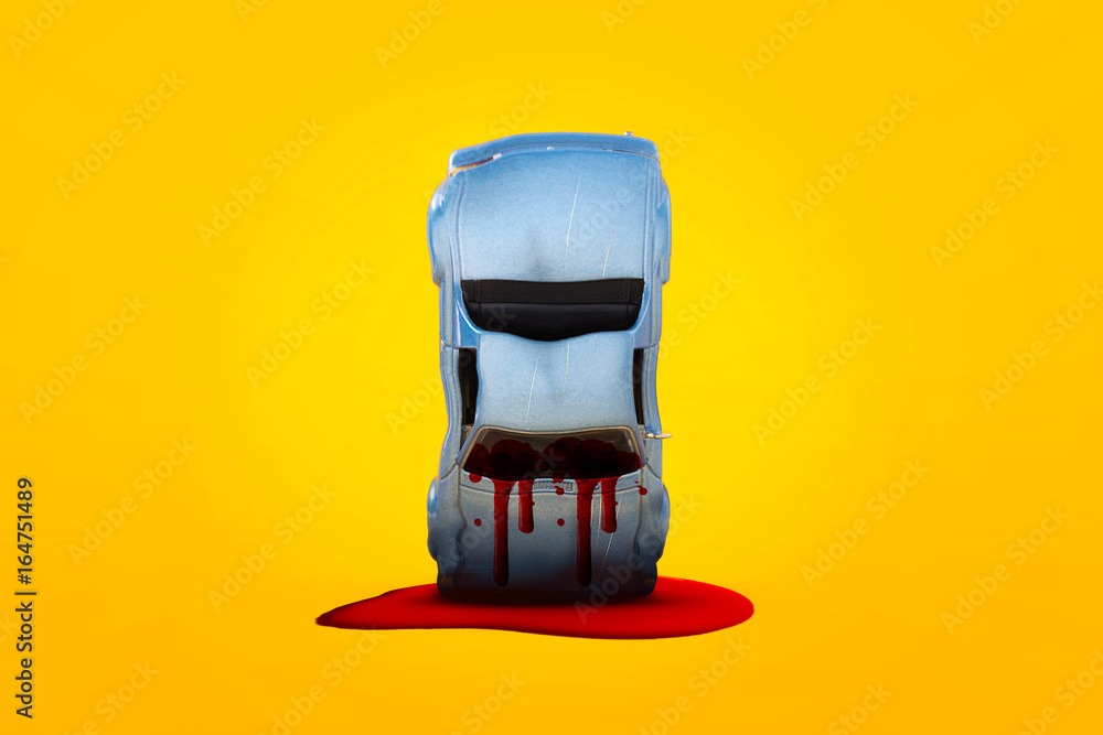 Car accident with damage and Blood splash scene, Car crash insurance ...