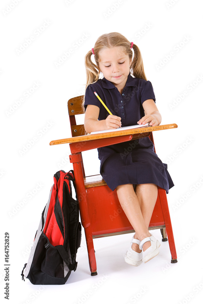 Student: Private School Student Doing Schoolwork At Desk Stock Photo ...