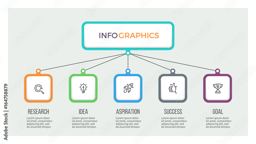Business hierarchy infographic. Organization chart with 5 options ...