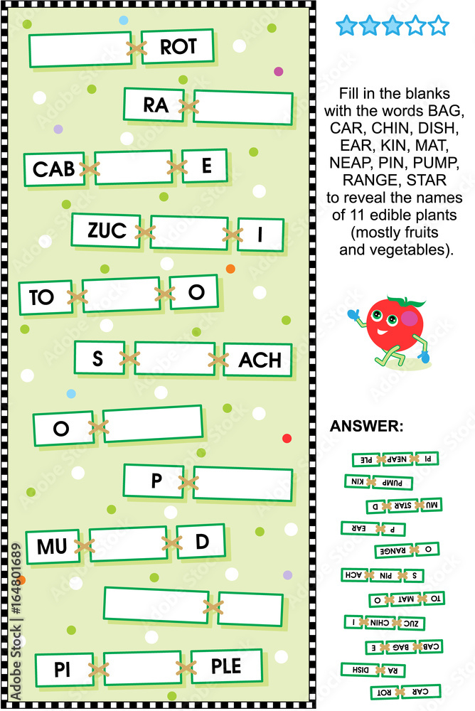 Word puzzle: Fill in the blanks with the words provided to make the ...