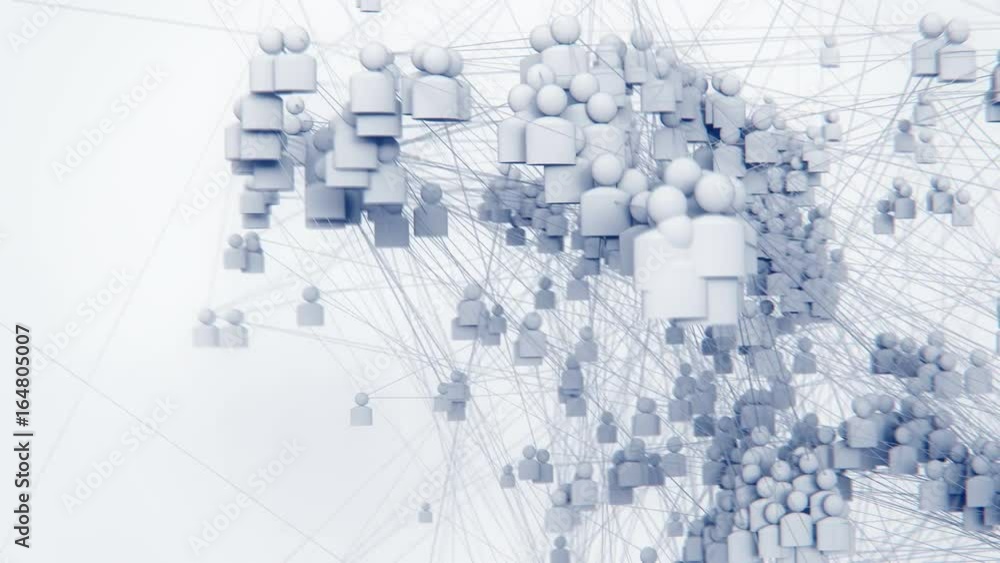 A growing social network: Render depicting clusters of digitally ...