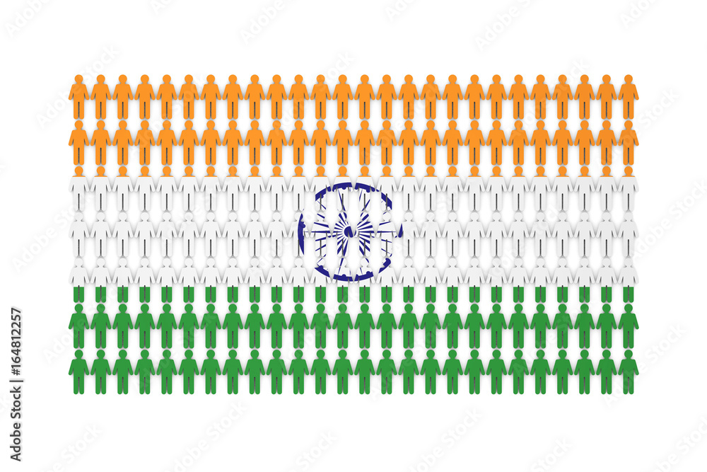 India population concept. group of stick figure people with national ...