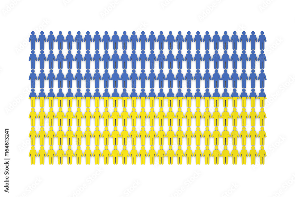 Ukraine population concept. group of stick figure people with national ...