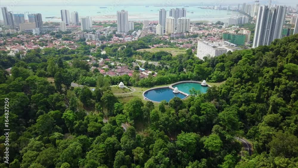 Penang,Malaysia: Aerial view from the drone,above the Georgetown and ...