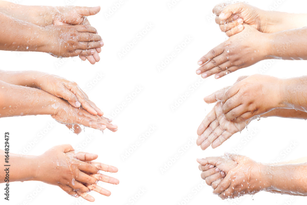 Washing your hands step by step isolated Stock Photo | Adobe Stock