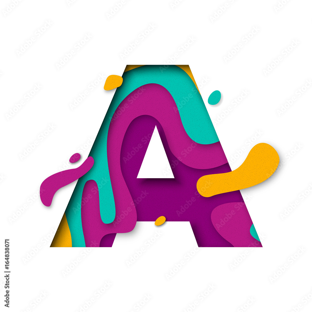 Paper cut letter A. Realistic 3D multi layers papercut isolated white ...
