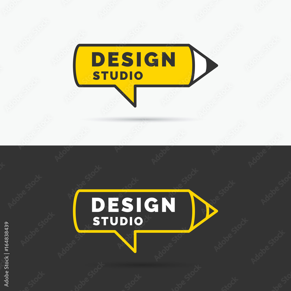 Conceptual logo and label Design studio. Vector graphics. Stock Vector ...