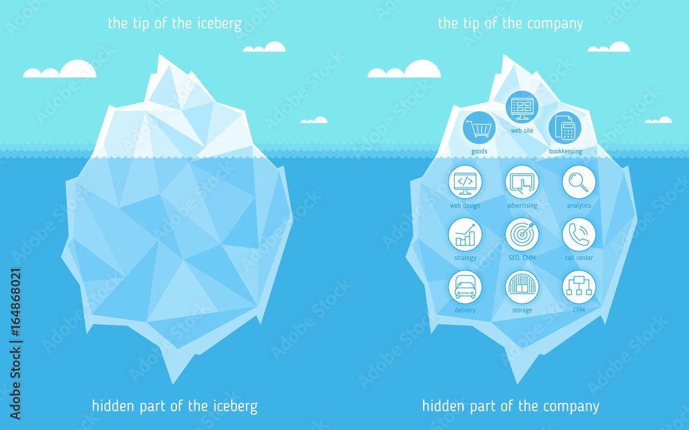 Iceberg infographic template. Business concept Illustration of tip and ...