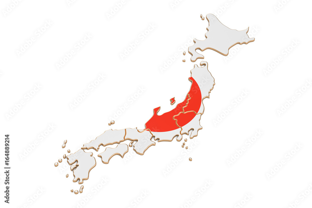 Japan map closeup, 3D rendering Stock Illustration | Adobe Stock