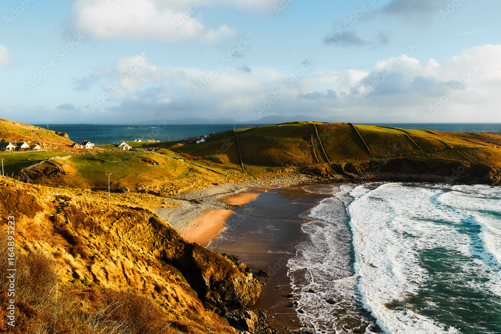 Wonderful coastline of Donegal ireland during the sunset in the summer ...