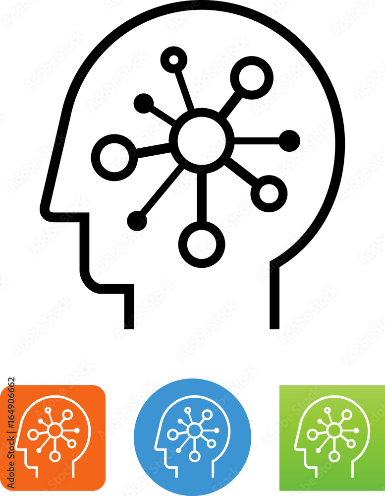 Brain With Star Neural Network Icon Stock Vector | Adobe Stock