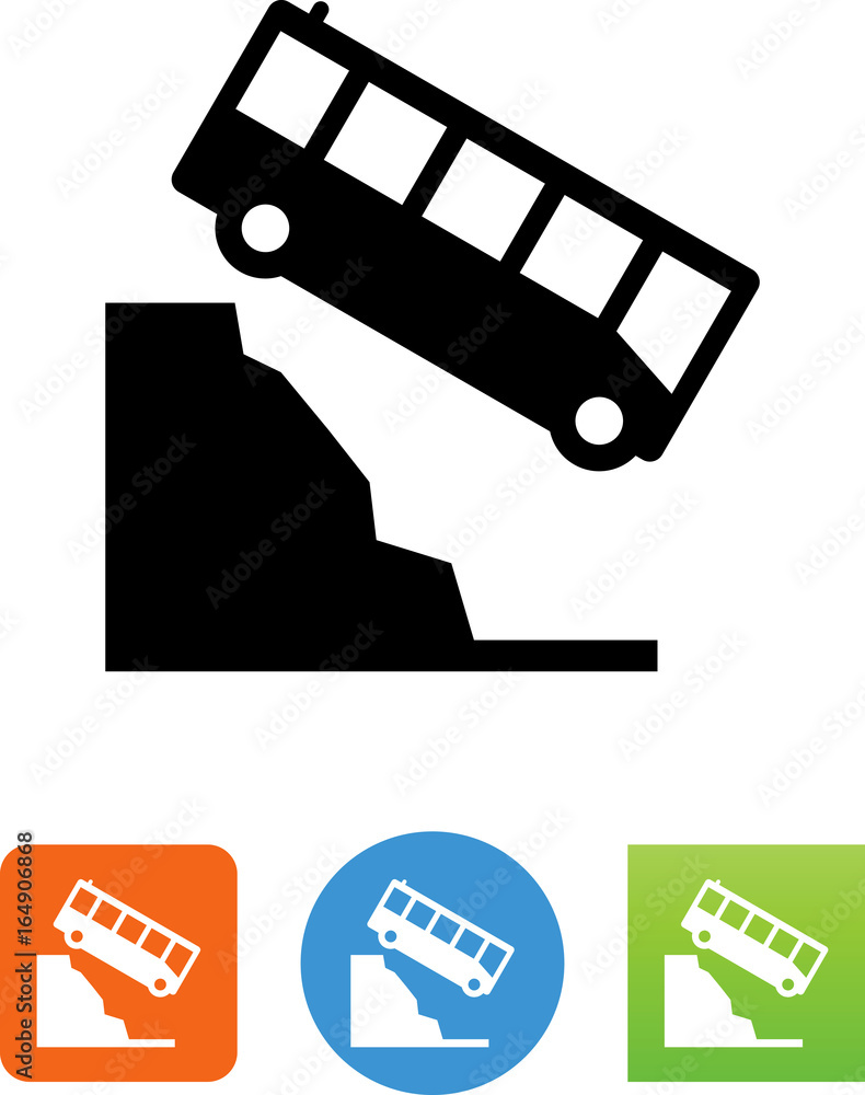 Bus Going Off A Cliff Icon - Illustration Stock Vector | Adobe Stock