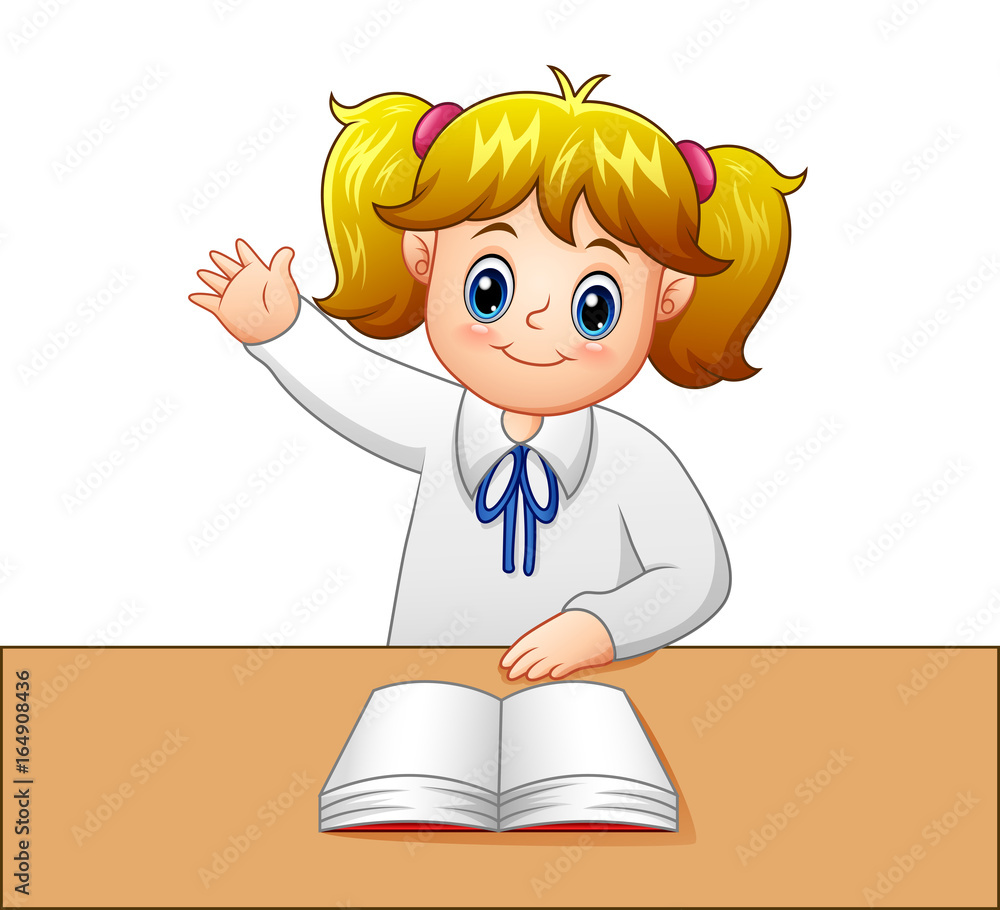 Girl Raising Her Hand Clipart Image