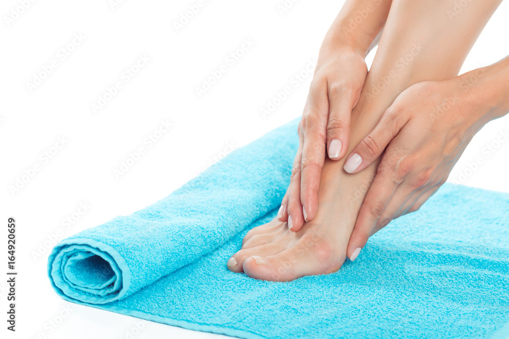 Beautiful female feet at spa salon Stock Photo | Adobe Stock