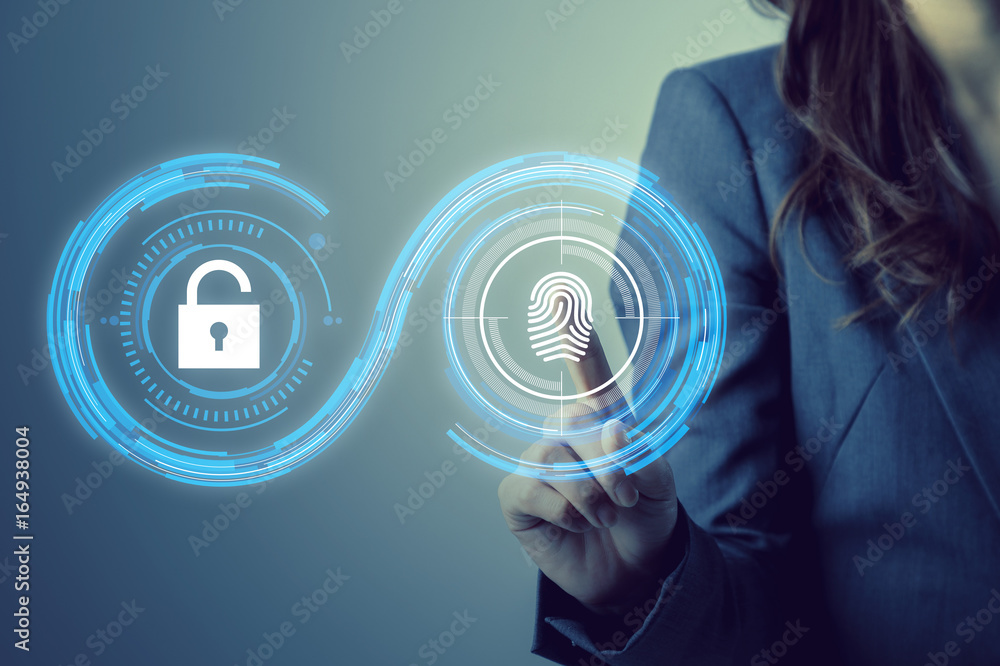 fingerprint authentication. biometric authentication concept. mixed ... fingerprint authentication. biometric authentication concept. mixed ...